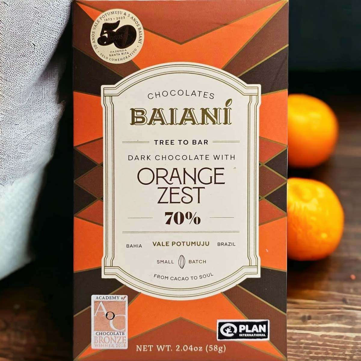 Baiaini "Orange Zest" 70% Chocolate with orange zest