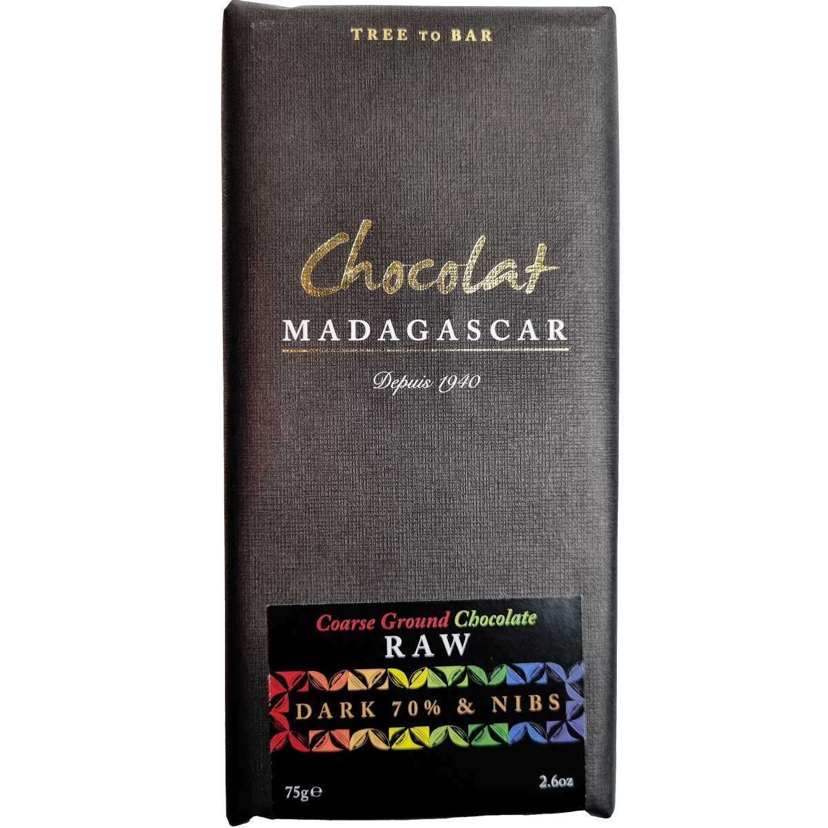 Chocolat Madagascar "MAWA" Raw 70% raw chocolate + nibs